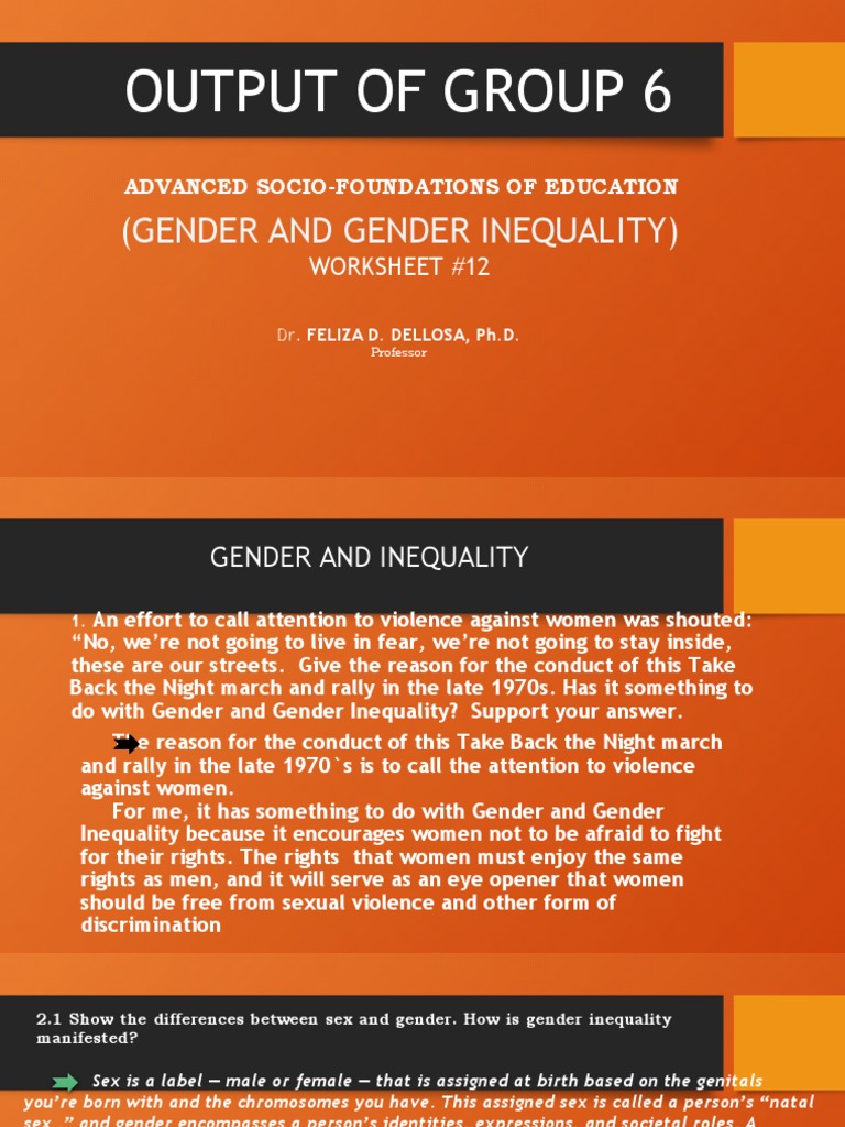 Group 6 Worksheet 12 | PDF | Gender Studies | Gender