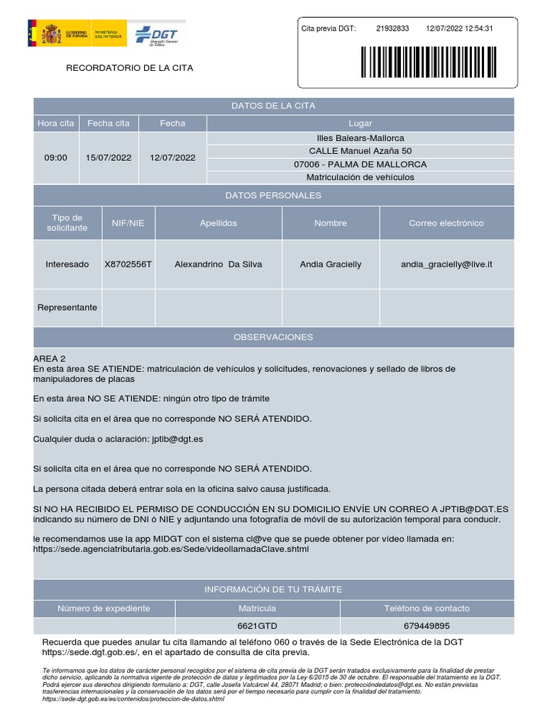 Recordatorio Cita | PDF