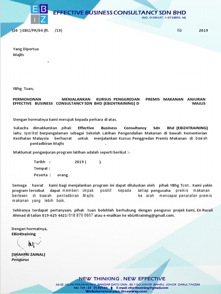 Surat Hasrat Menjalankan Program MP Segamat | PDF