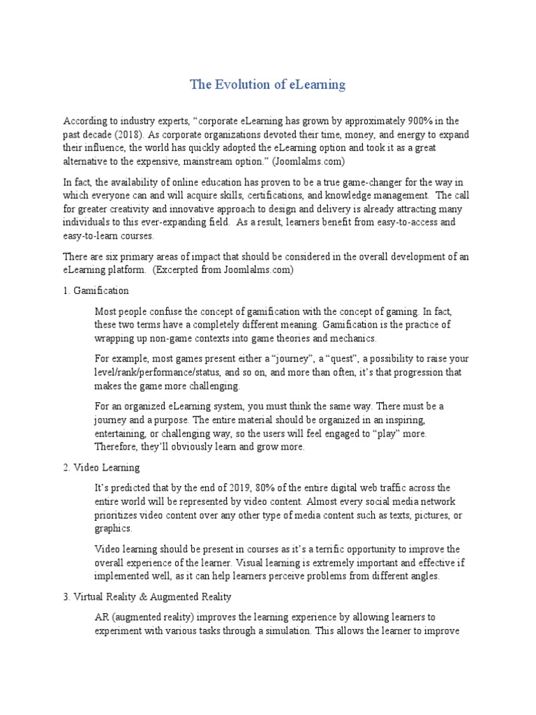 The Evolution Of Elearning Pdf Educational Technology Learning