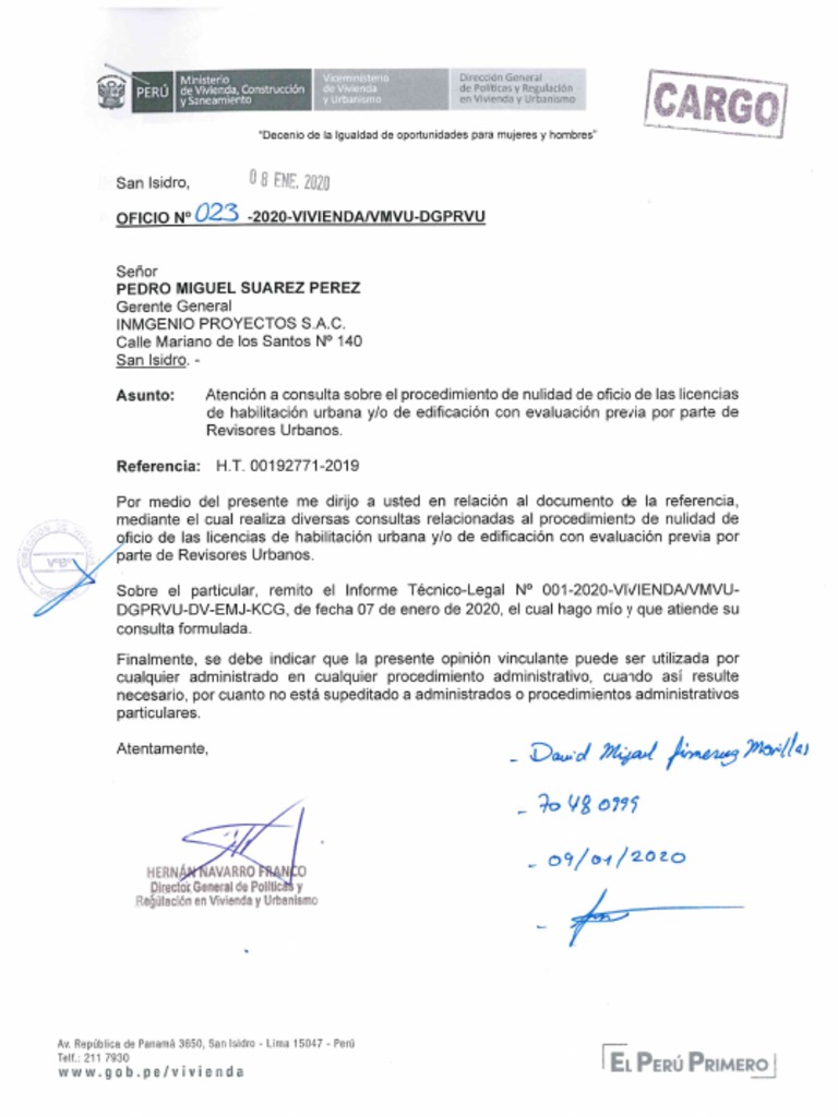 Itl #001-2020-Vivienda - Vmvu-Dgprvu-Dv-Emj-Kcg Revisores | PDF