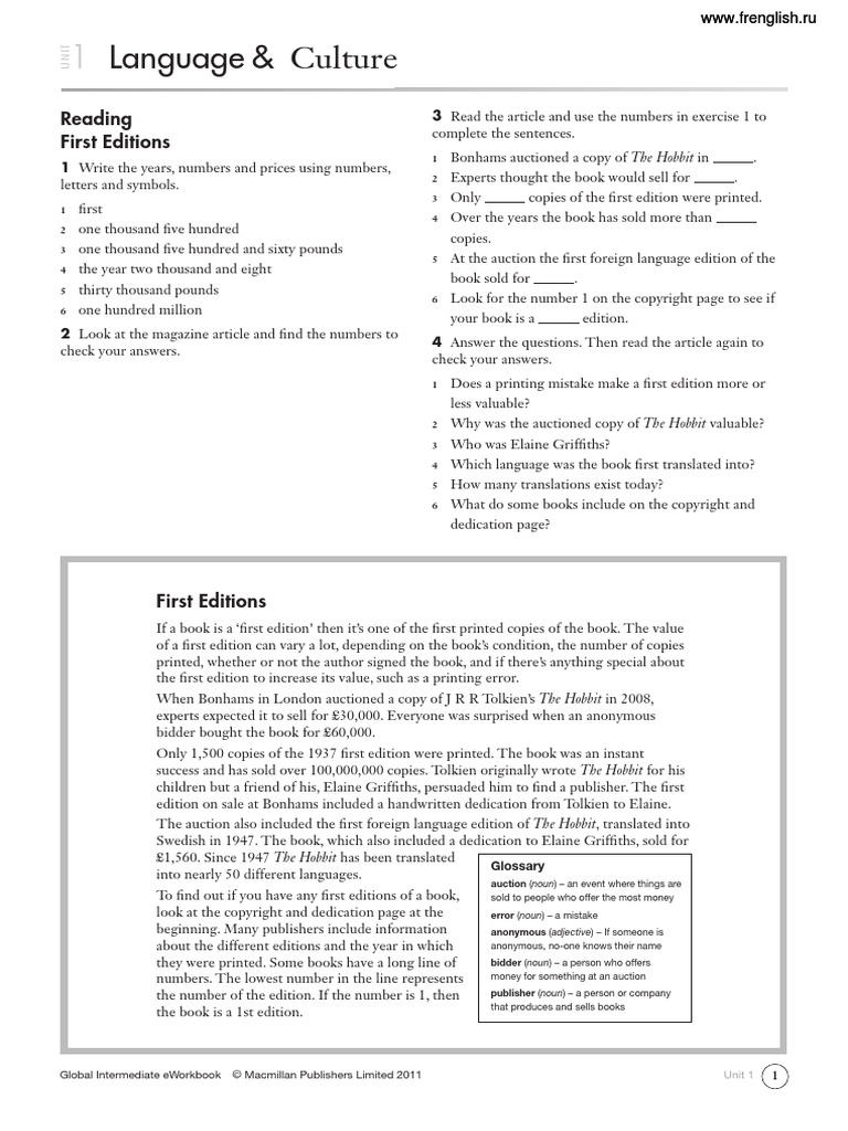 Intermediate 01 (Units 1-3) | PDF | Literacy | Books