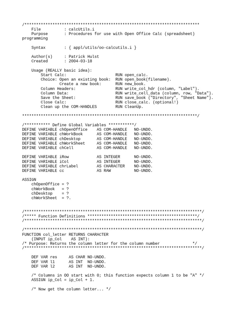 OpenOffice Calc Programming Guide | PDF | Subroutine | Parameter ...
