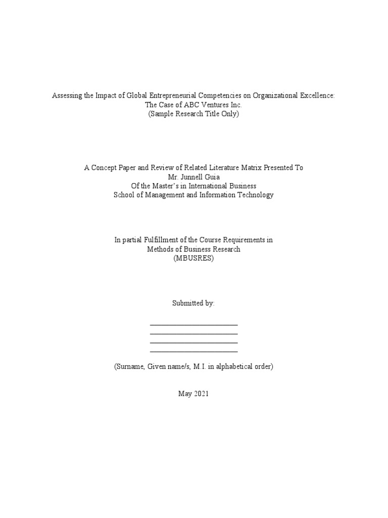 Business Research Concept Guide | PDF | Entrepreneurship | Data