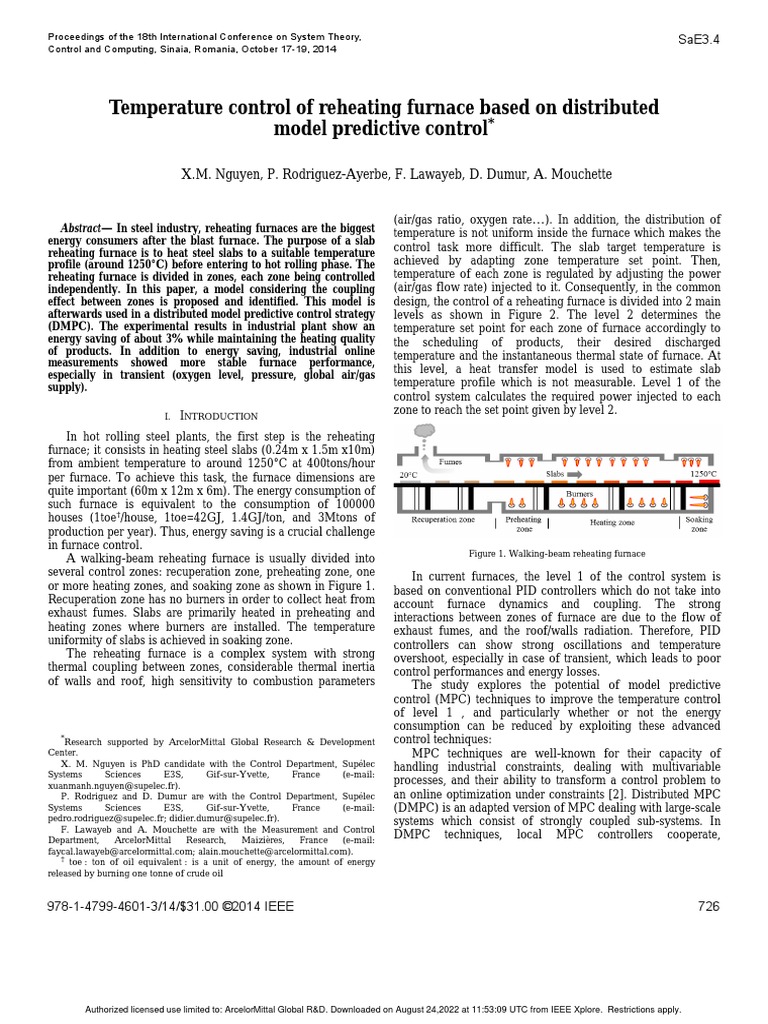 Temperature Control of Reheating Furnace Based On Distributed Model Predictive Control ...