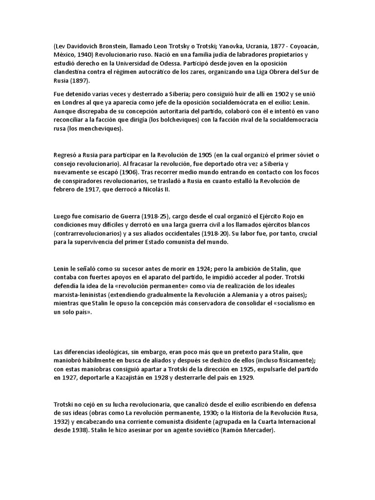 Lev Davidovich Bronstein | PDF | Leon Trotsky | Joseph Stalin