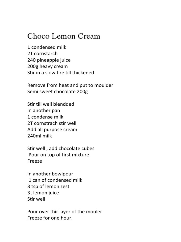 Choco Lemon Cream | PDF
