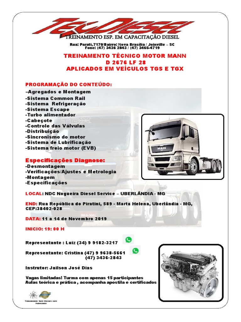 Folder Treinamento Motor Mann d2676 LF 28 Aplic Veic Tgs e TGX ...