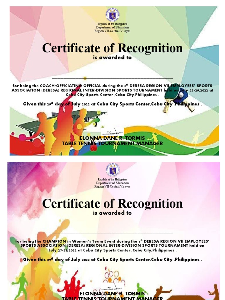 Deresa Cert of Recognition | PDF