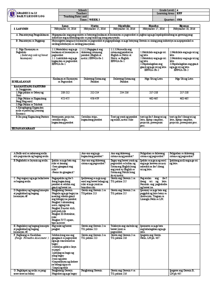 DLL - Epp 4 - Q3 - W2 | PDF