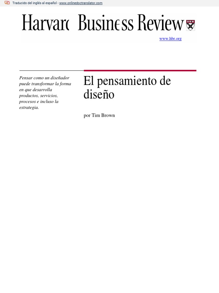 Tim Brown, Design Thinking - En.es | PDF | Diseño | Pensamiento