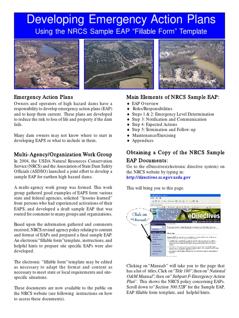 Developing Emergency Action Plans - Using The NRCS Sample EAP - Fillable Form - Template | PDF ...