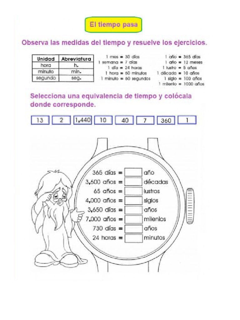 Conversiones de Unidades de Tiempo. | PDF