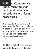 Pre-Operative Check Up of Farm Tools and Equipment | PDF | Plough | Tools