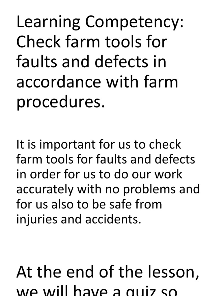 Check Farm Tools For Faults | PDF