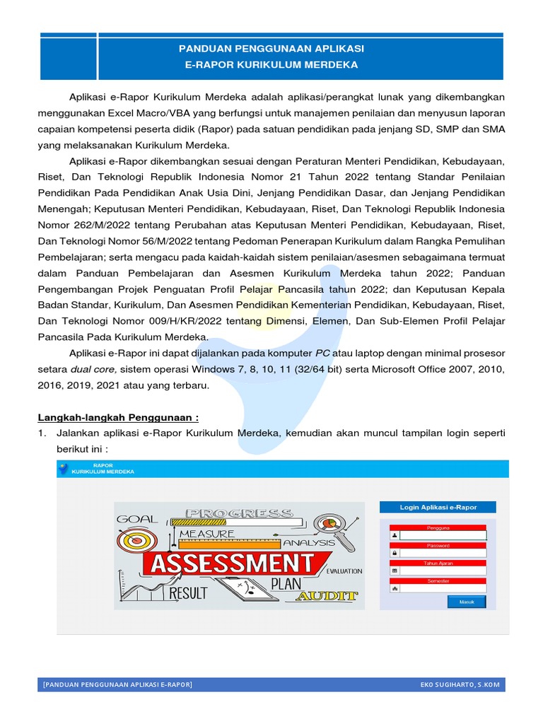 Panduan Penggunaan Aplikasi E-Rapor Kurikulum Merdeka | PDF