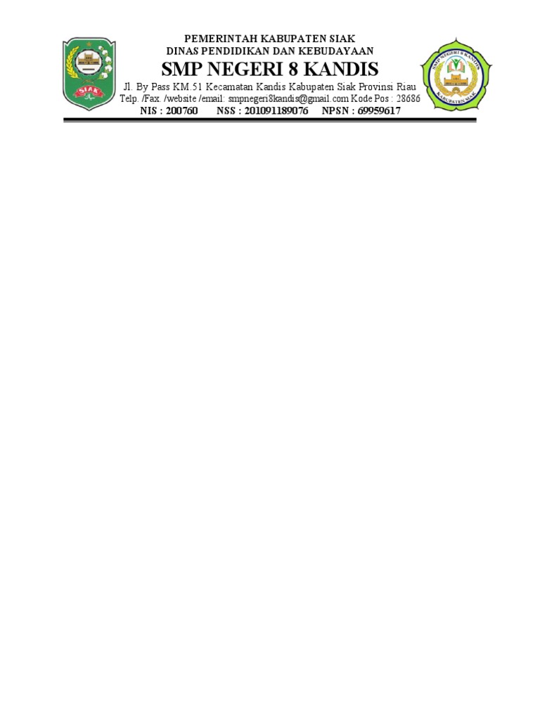 Kop Surat SMP Negeri 8 Kandis | PDF