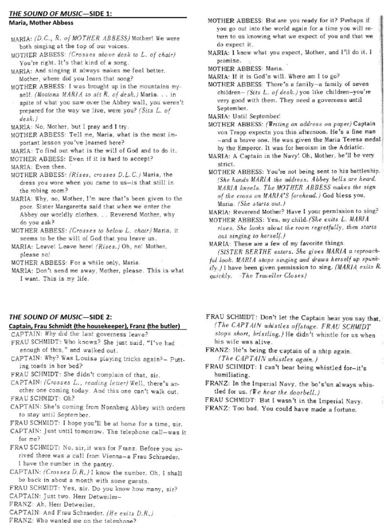Sound of Music Audition Sides | PDF