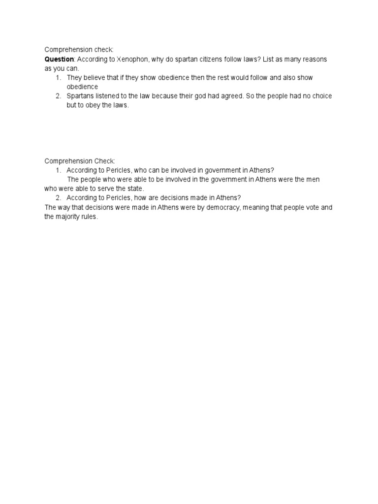 Athens Vs Sparta Compare and Contrast | PDF