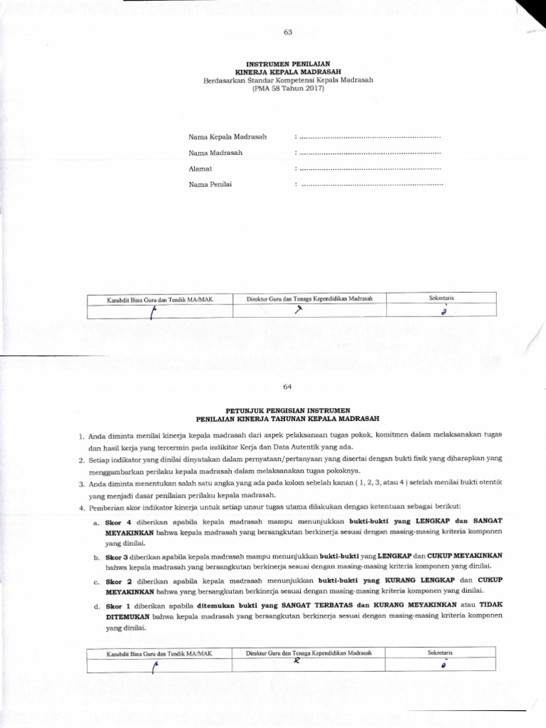 Instrumen Penilaian Kinerja Kamad-2019 | PDF