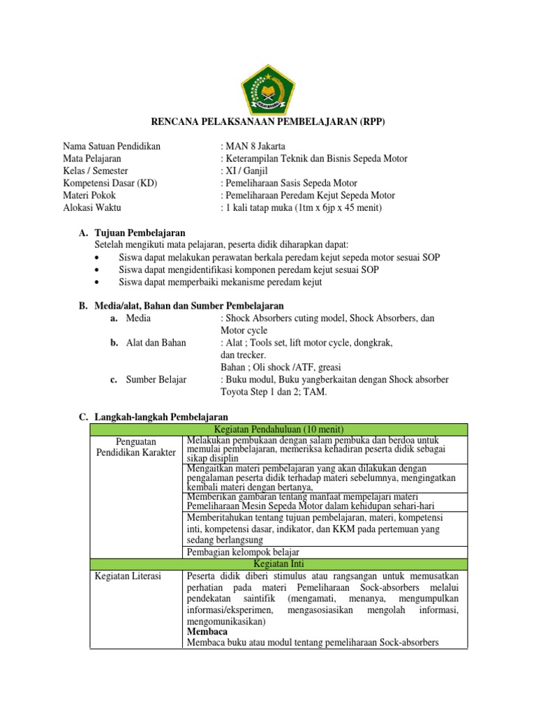 RPP Sepeda Motor XI Sasis | PDF