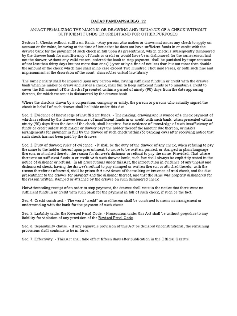 BP 22 | PDF | Cheque | Justice