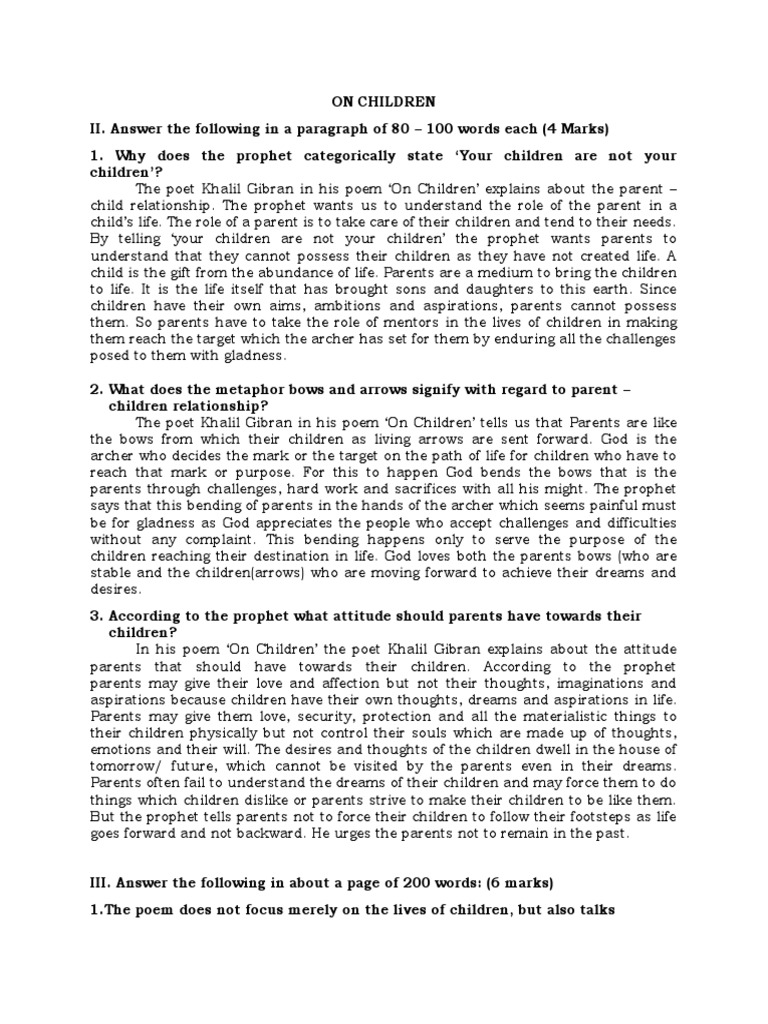 03 on Children - Edited | PDF | The Prophet (Book) | Bow And Arrow