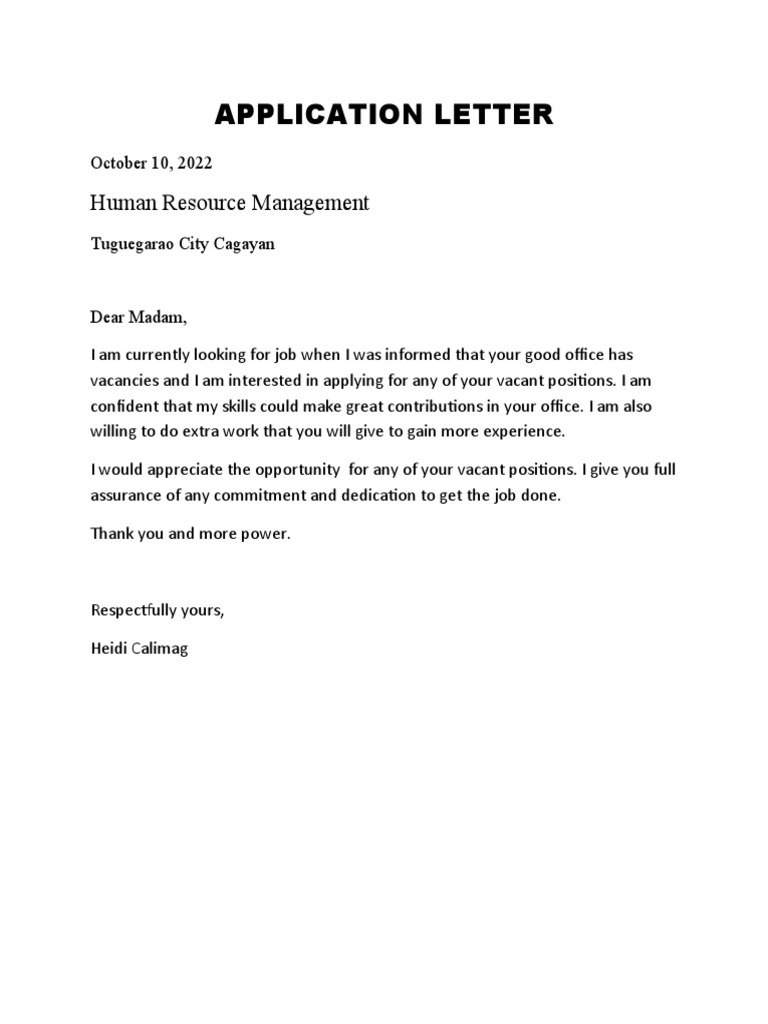 Application Letter Heidi Updated | PDF