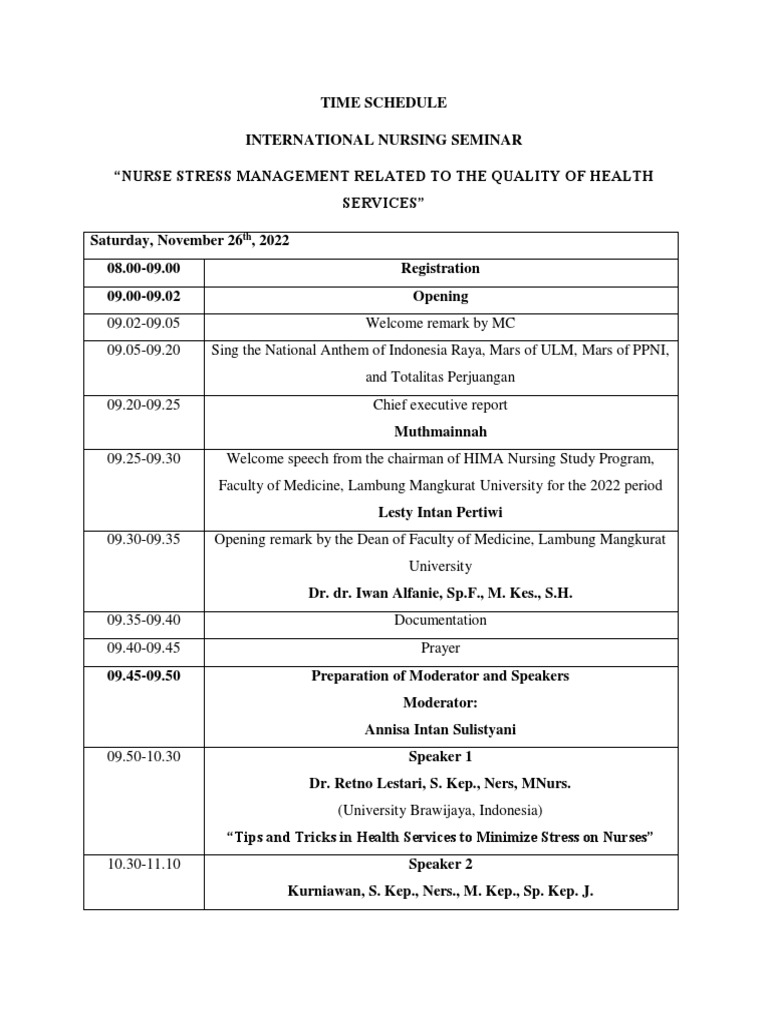 Time Schedule For International Seminar 2022 HIMA PSKep - 26 November ...