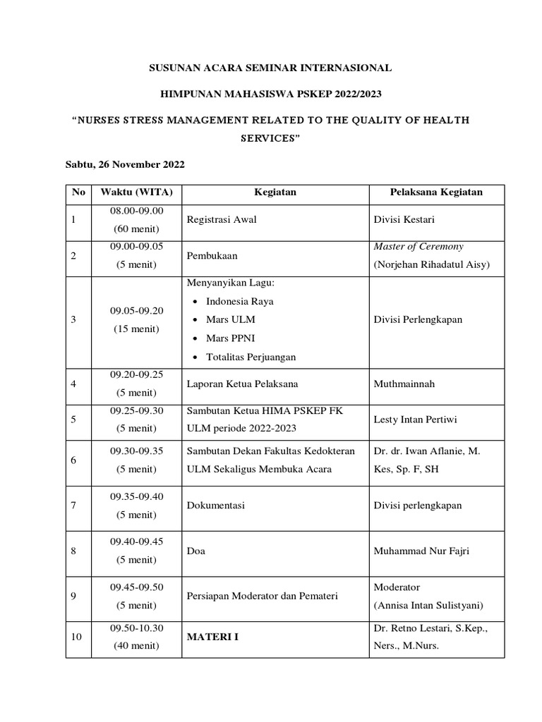 Susunan Acara Seminar Internasional 2022 (Complete Time Beneran) | PDF ...