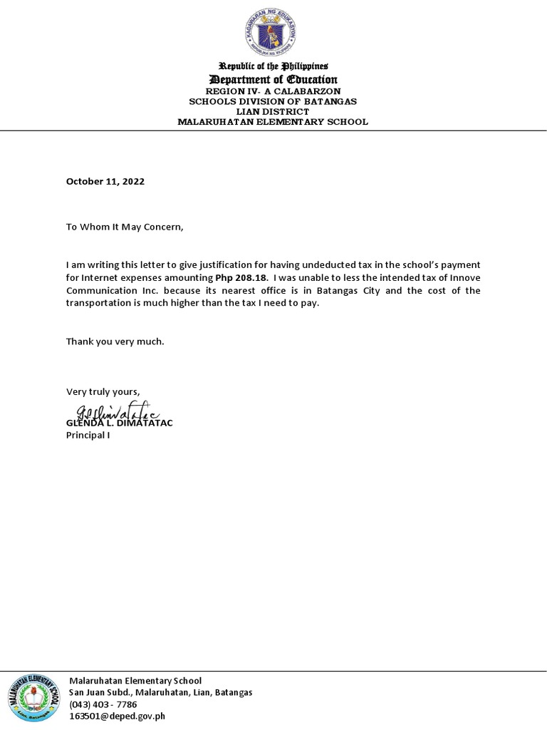 Justification Letter Globe | PDF