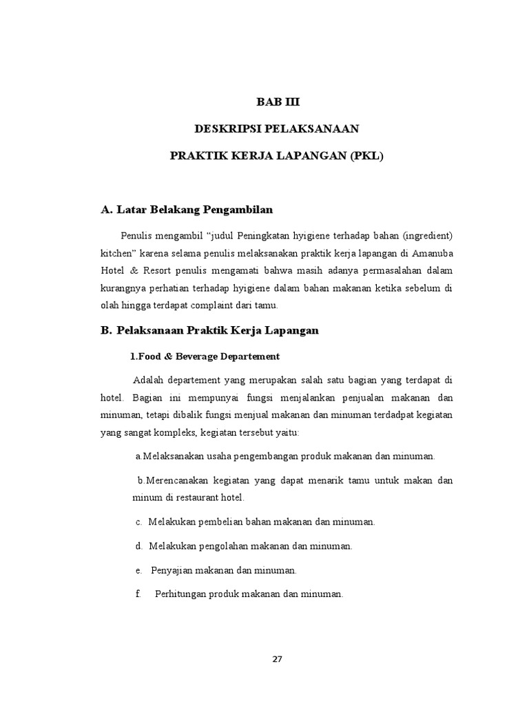 BAB 3 Deskripsi Pelaksanaan PKL | PDF