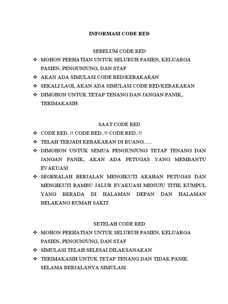 Simulasi Code Red Kebakaran Rumah Sakit | PDF