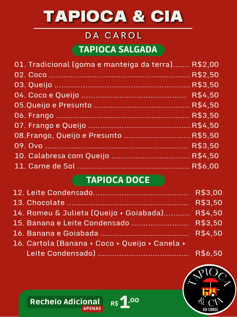 Tapioca & CIA Da Carol | PDF | Laticínios | Alimentos