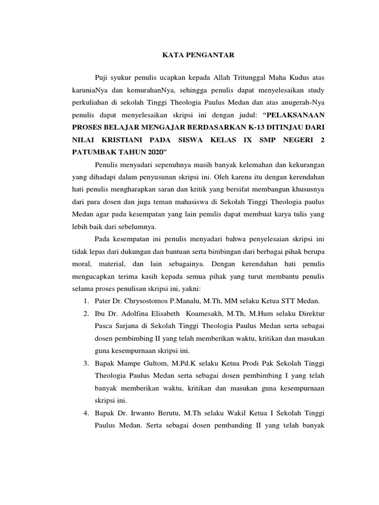 Kata Pengantar Skripsi | PDF