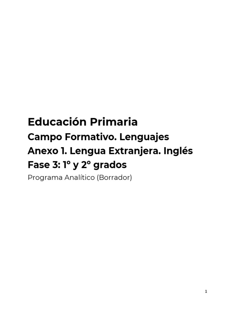 Educación Primaria Campo Formativo. Lenguajes Anexos 1. Lengua ...