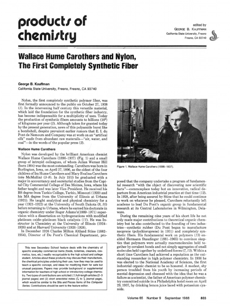 Wallace Hume Carothers and Nylon, The First Completely Synthetic Fiber ...