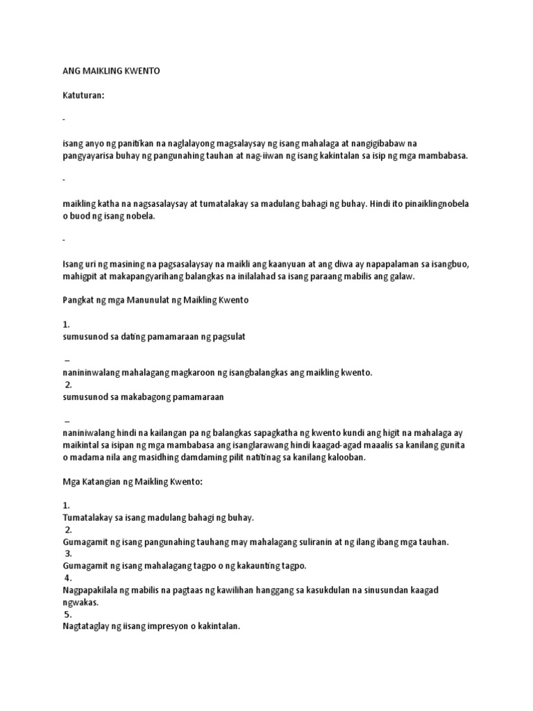 Ang Maikling Kwento | PDF