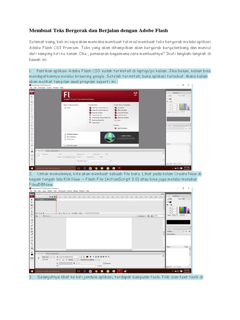 Tutorial Teks Animasi Flash | PDF