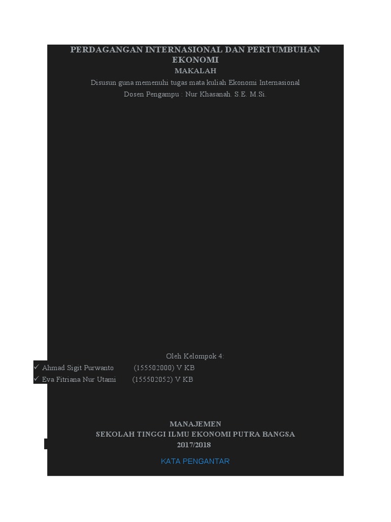 Perdagangan Internasional Dan Pertumbuhan Ekonomi Pdf