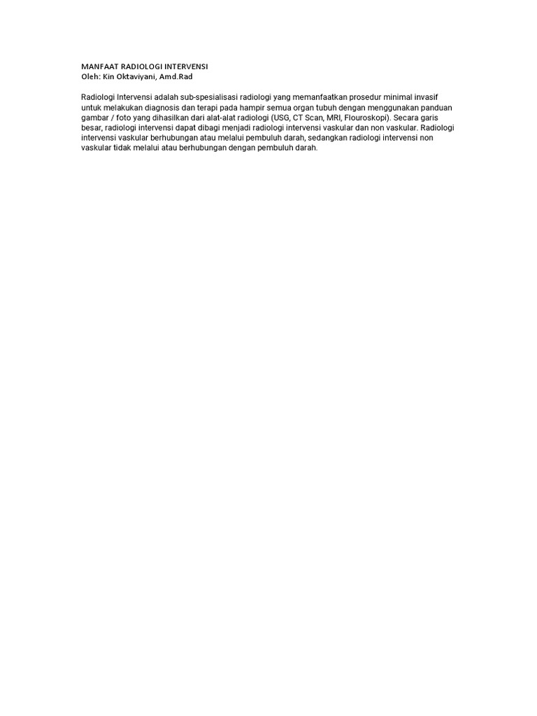 Manfaat Radiologi Intervensi | PDF