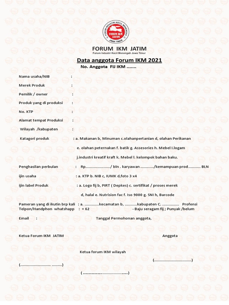 Form Data Anggota Baru Ikm 2021 | PDF