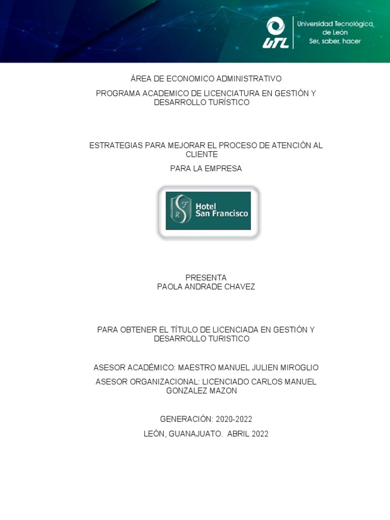 Ejemplo de IFE | PDF | Hotel | Cliente