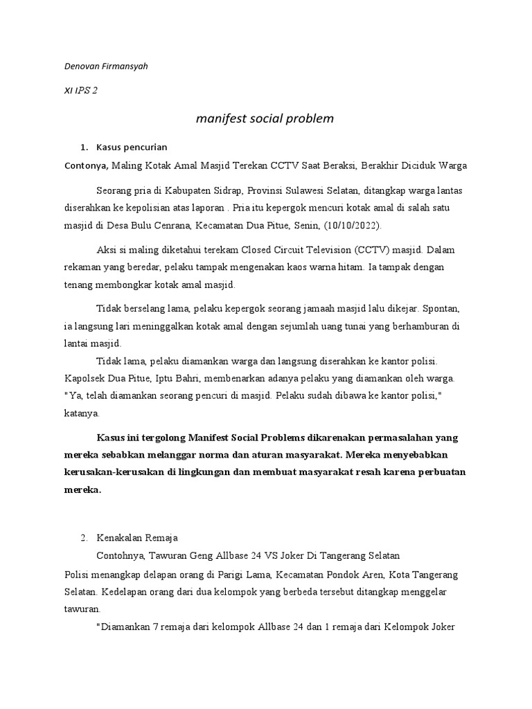 Manifest Social Problem & Latent Social Problems | PDF