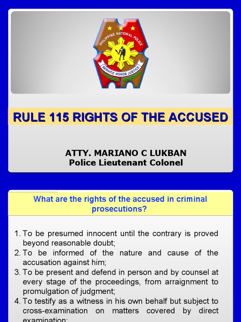 Rights of the Accused Explained | PDF | Witness | Burden Of Proof (Law)