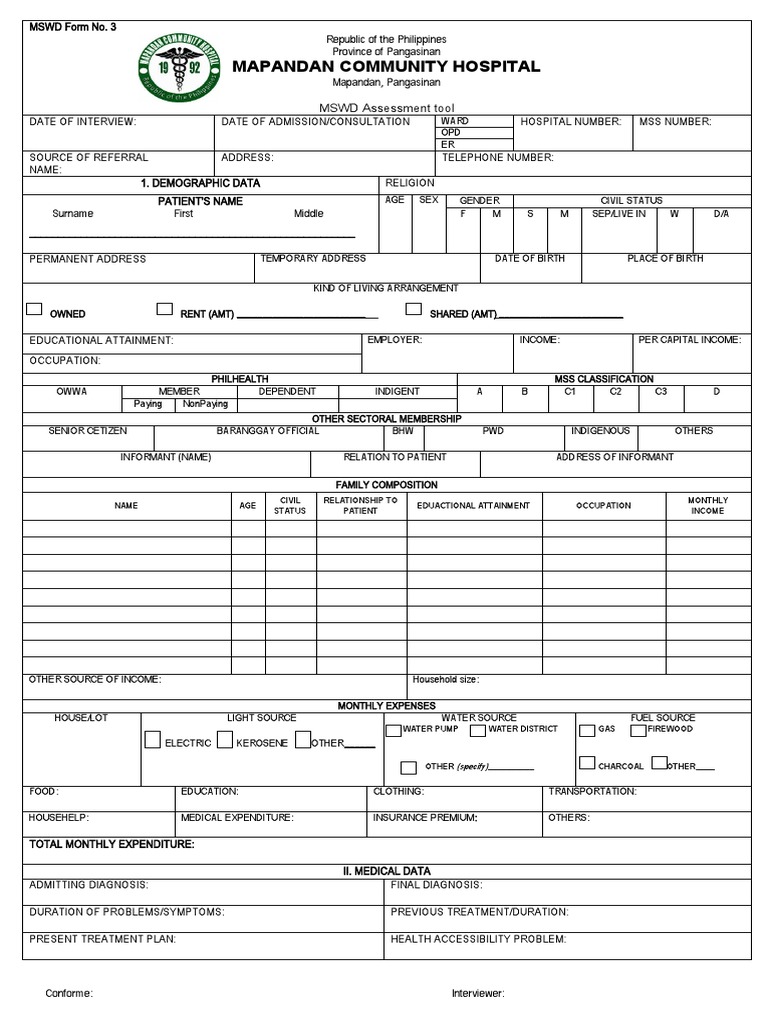 MSWD Form II | PDF | Health Sciences | Health Care