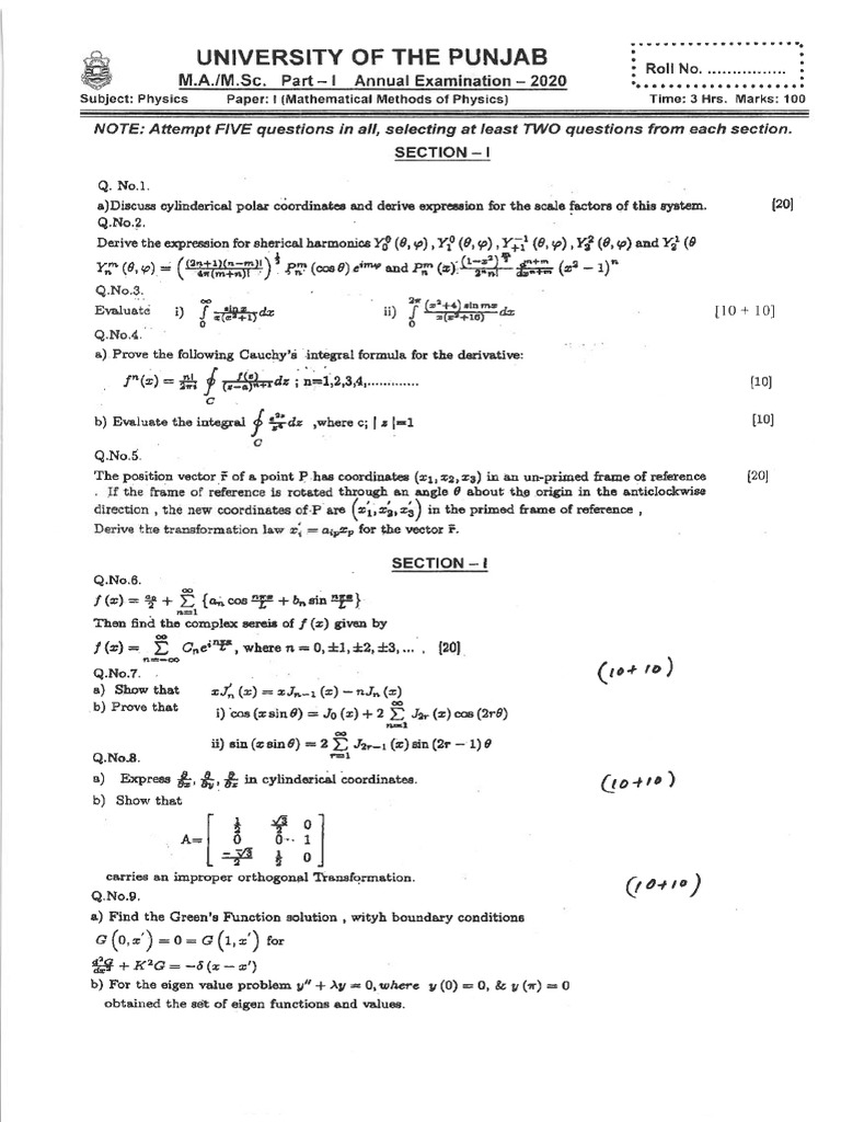 MSC Physics PI A20 | PDF | Lagrangian Mechanics | Hamiltonian Mechanics