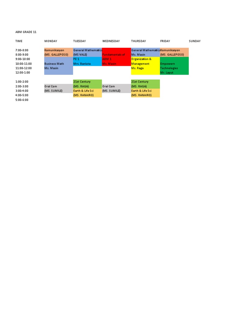 Class Schedule Sy 2022 2023 g11 Shs | PDF | Science