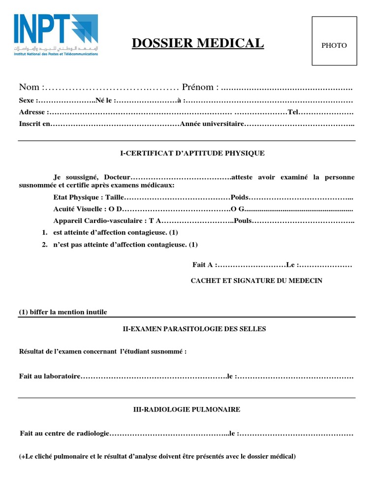 Dossier Médical Étudiant | PDF