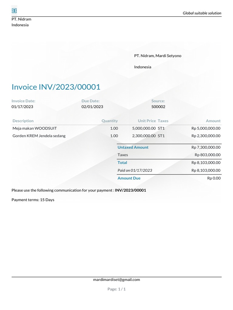Invoice INV 2023 00001 | PDF
